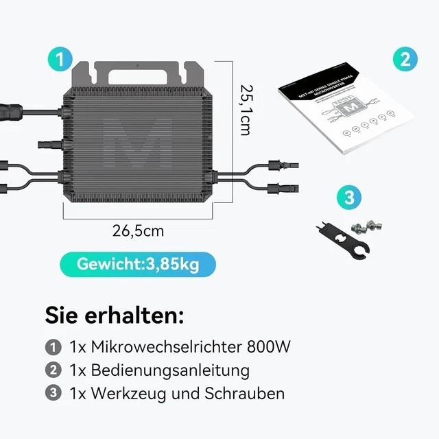 MARSTEK SATURN-M 800W Mikrowechselrichter 2er-Set VDE-AR-N 4105 ...