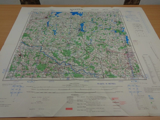 WW2 RAF / Army map of GERMANY entitled "SCHWERIN" (+ LUBECK, LUNEBURG ...