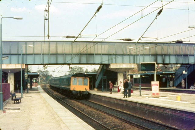 35MM ORIGINAL SLIDE DMU DIESEL MULTIPLE UNIT RADLETT STATION BR BLUE ...