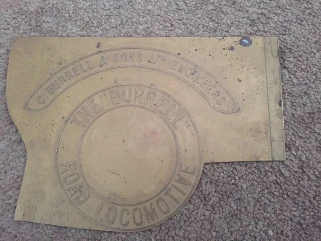 BRASS NAME PLATE "Burrell" 2 Inch Scale Live Steam for model traction ...