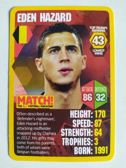 TOP TRUMPS WORLD Football Stars Match Magazine Card Eden Hazard EUR 3 ...