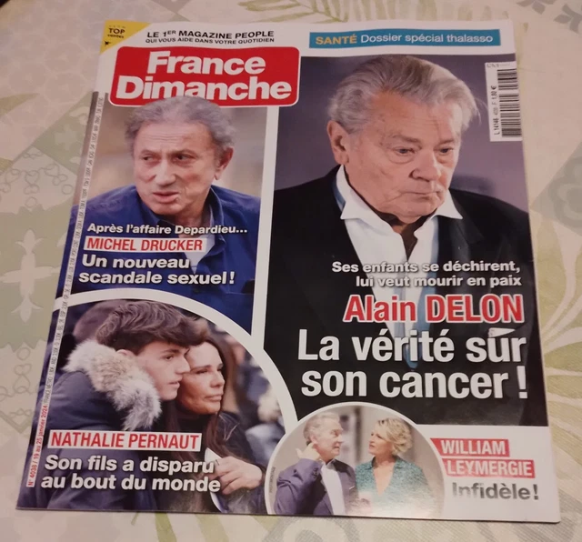 FRANCE DIMANCHE JANVIER 2024 Alain Delon - Michel Drucker - Nathalie ...
