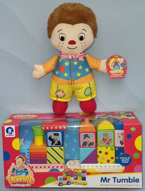 CBEEBIES BBC - Mr Tumble Wooden Stacking Train & Mr Tumble plush with ...