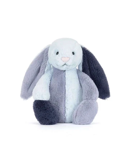JELLYCAT PUDDLESEA BUNNY Patchwork Blue Grey Fluffy Rabbit Comfort Toy ...