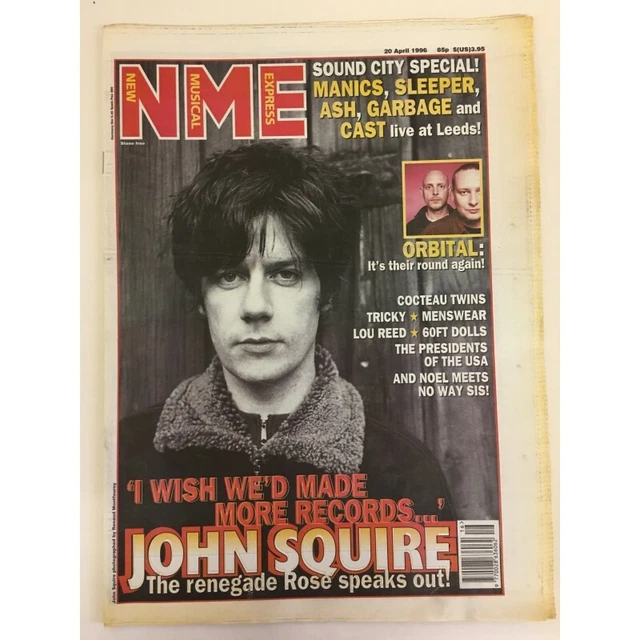 NEW MUSICAL EXPRESS NME MAGAZINE 20 APRIL 1996 npbox68 JOHN SQUIRE LS ...