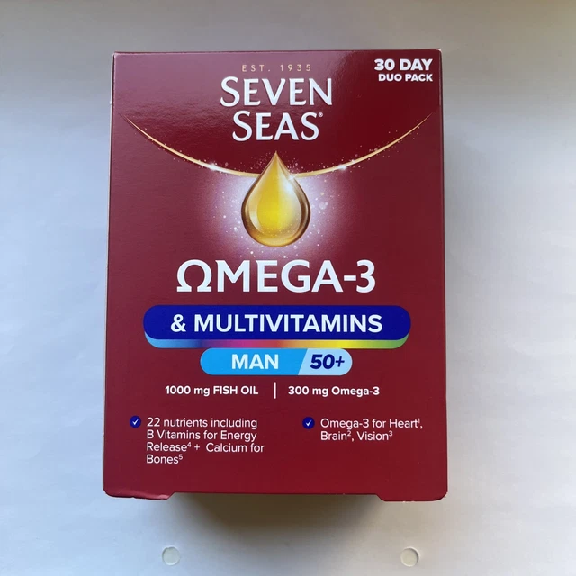 SEVEN SEAS OMEGA-3 & Multivitamins For Men 50+, 30 Day Duo Pack £17.20 ...