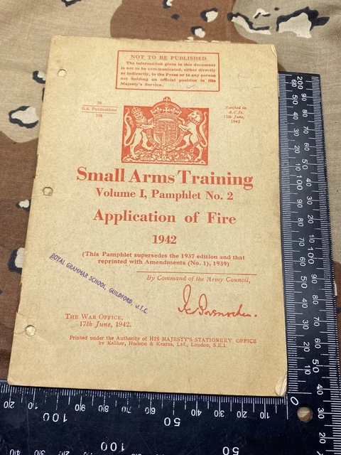 WW2 BRITISH ARMY Small Arms Training Pamphlet - Application of Fire ...