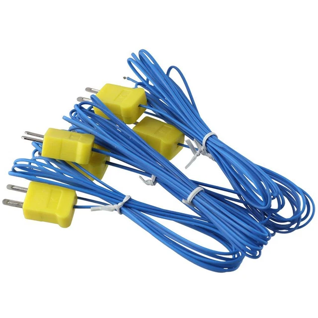 5PCS 2M K Type Thermocouple Blue Mini-Connector Probe Sensor Oven and ...
