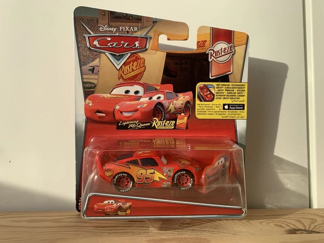 DISNEY CARS PIXAR Lightning McQueen with Sign Rust-eze Diecast 1:55 ...