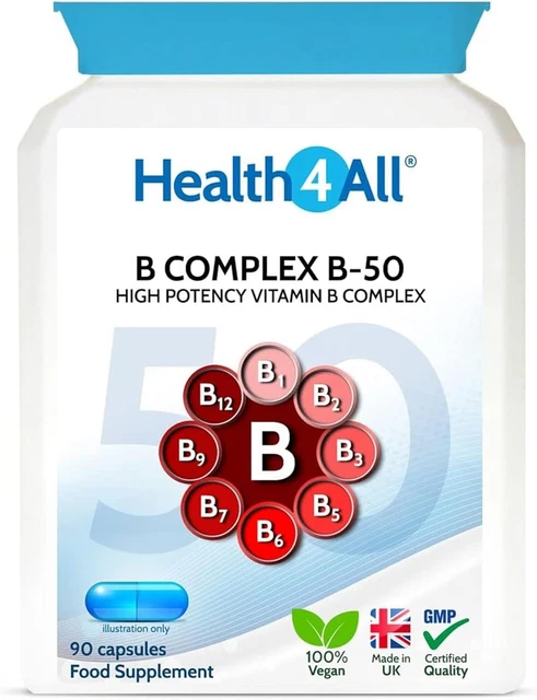 VITAMIN B COMPLEX B-50 90 Capsules (V) (Not Tablets) High Potency Vegan B-Comple £14.36 ...