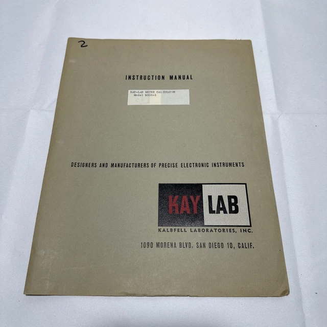 KAY-LAB MODEL M30B-1 Meter Calibrator Manual $12.90 - PicClick