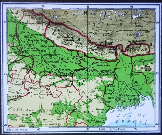 MAP OF THE Ganges Plain, Circa 1920's/1930's Magic Lantern Glass Slide ...