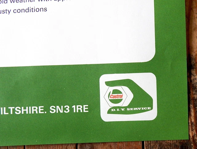 ORIGINAL LARGE VINTAGE Castrol Wall Chart Poster Engine Lubrication ...