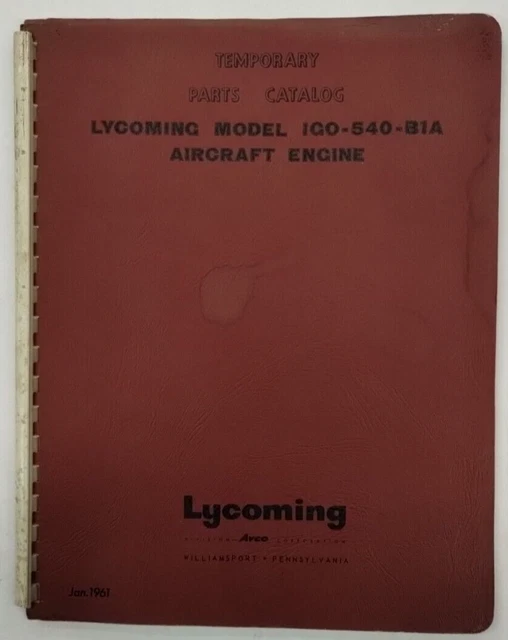LYCOMING MODEL IGO-540-B1A Aircraft Engine Temporary Parts Catalog ...