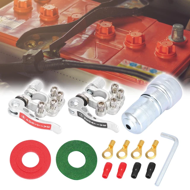 CAR NEGATIVE POSITIVE Battery Terminal Wire Clamp Connectors Set w ...