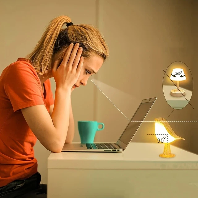LED TOUCH CONTROL Bird Lamp 3 Level Dimmable USB Rechargeable Night ...