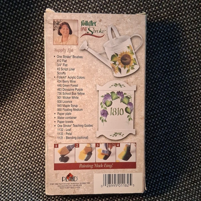 FOLKART ONE STROKE Brush Stroke Basics VHS 1997 Donna Dewberry Plaid ...