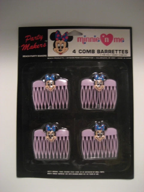 VINTAGE MINNIE N me Walt Disney mickey mouse 4 comb barretes NIP party ...