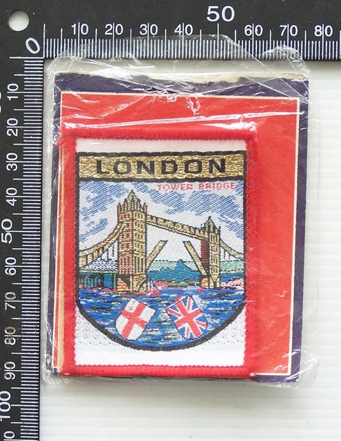 VINTAGE TOWER BRIDGE London Embroidered Souvenir Patch Woven Cloth Sew ...
