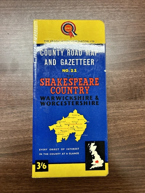 BMC COUNTY ROAD Map and Gazetteer No.22 Shakespeare Country. Vintage ...