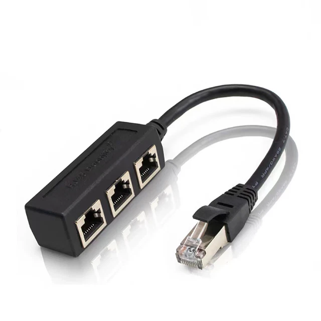 RJ45 ETHERNET 1 to 3 Ports LAN Splitter Adapter Cable Network ...