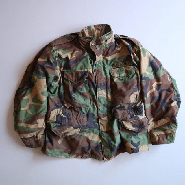 VTG USGI US ARMY SURPLUS M65 FIELD JACKET WOODLAND CAMO COLD WEATHER ...