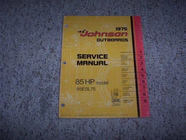1975 JOHNSON 85 HP Models Outboard Motor Shop Service Repair Technical ...