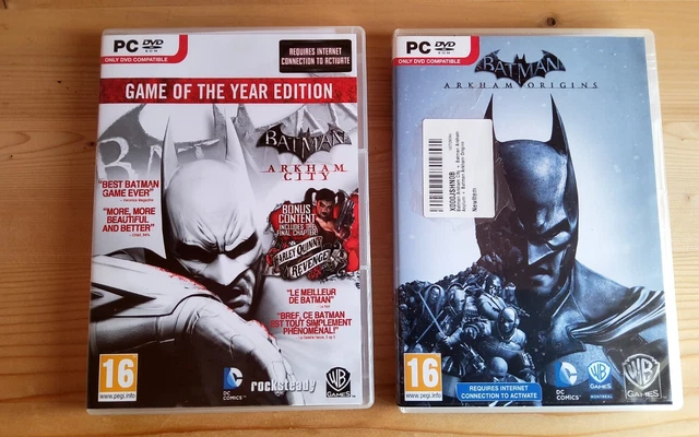 2 X BATMAN Arkham City/origins, pc compatible DVD Rom, très bon état ...