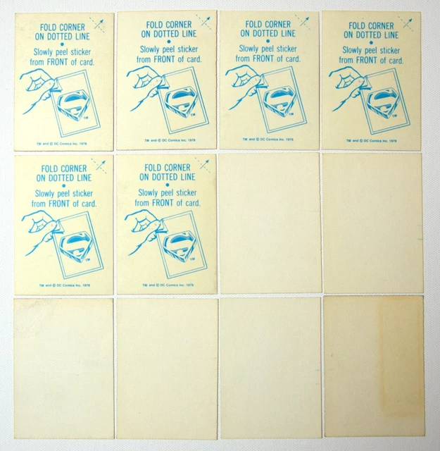 SET OF 12 SUPERMAN: THE MOVIE First Series Stickers, 1978 Topps $9.95 ...