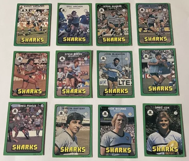 NRL RUGBY LEAGUE 1978 Cronulla Sharks Scanlens Sports Trading Card Set ...