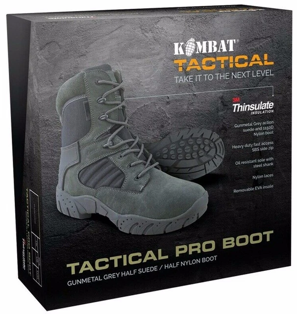 ARMY TACTICAL PRO Boots Side Zip Mens Uk 5-12 Suede Gun Metal Grey ...