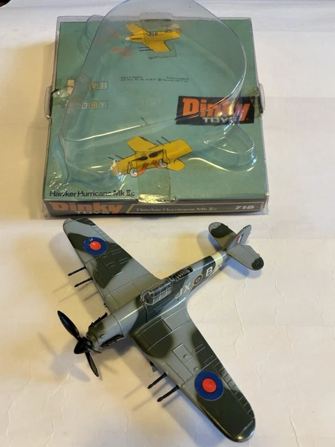 VINTAGE DIECAST DINKY Toys #718 Raf Hawker Hurricane Ww2 Fighter Plane ...