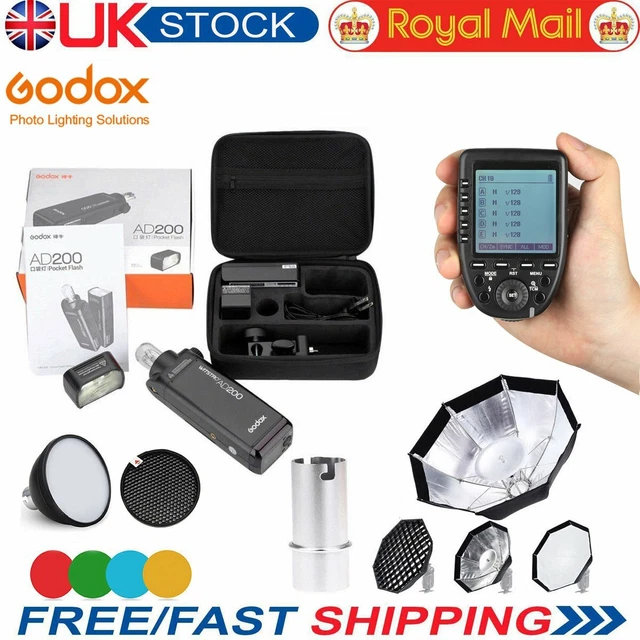 GODOX AD200 DUAL Head Flash Strobe + Xpro Trigger+ Color Filter+Softbox ...