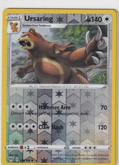 POKEMON CARTE FLAMING Ténèbres Numéro 139/189 Ursaring Reverse Holo ...