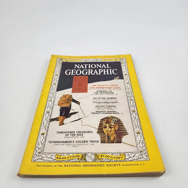 NATIONAL GEOGRAPHIC OCTOBER 1963 Mt Everest Nile Tutankhamun Kennedy ...