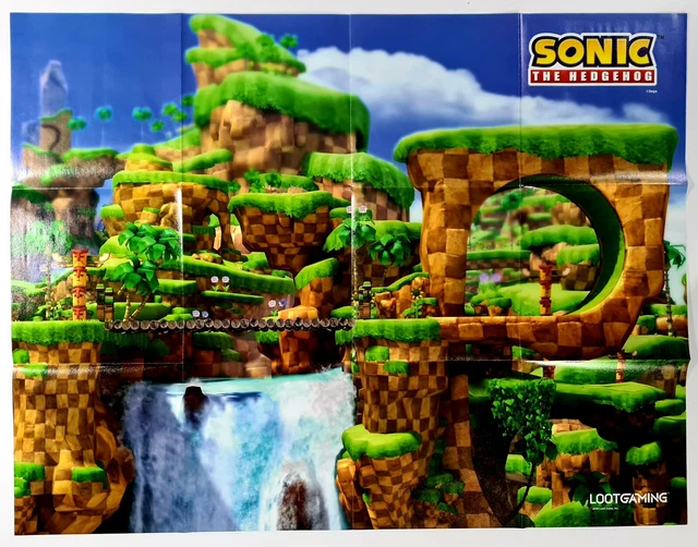 MERCHANDISE/LOOT SEGA POSTER SONIC THE HEDGEHOG GREEN HILL ZONE 28"x22 ...