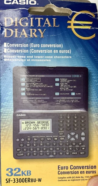 CASIO DIGITAL DIARY SF-3300ER Vintage Blue/Grey, 32KB, Tested Working ...