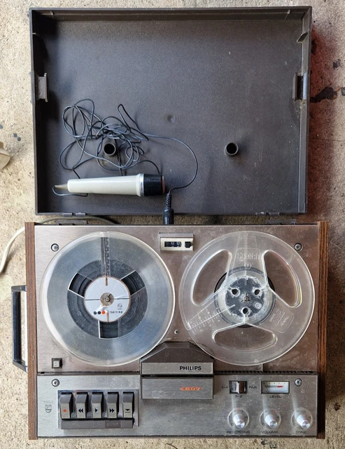 PHILIPS 4307 REEL to reel audio recorder / player with cover lid and ...