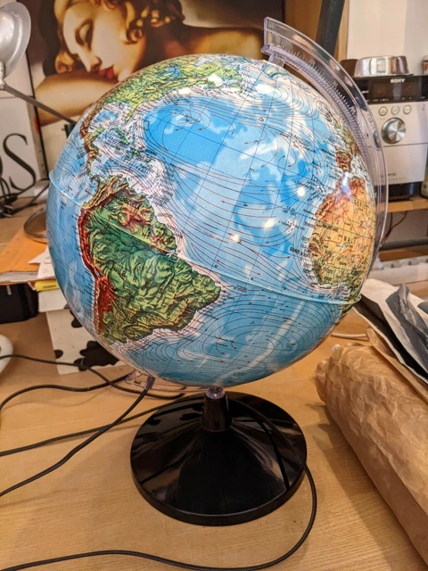 LARGE GLOBE EARTH Light Lamp World Map Planisphere Diameter 30cm High £ ...