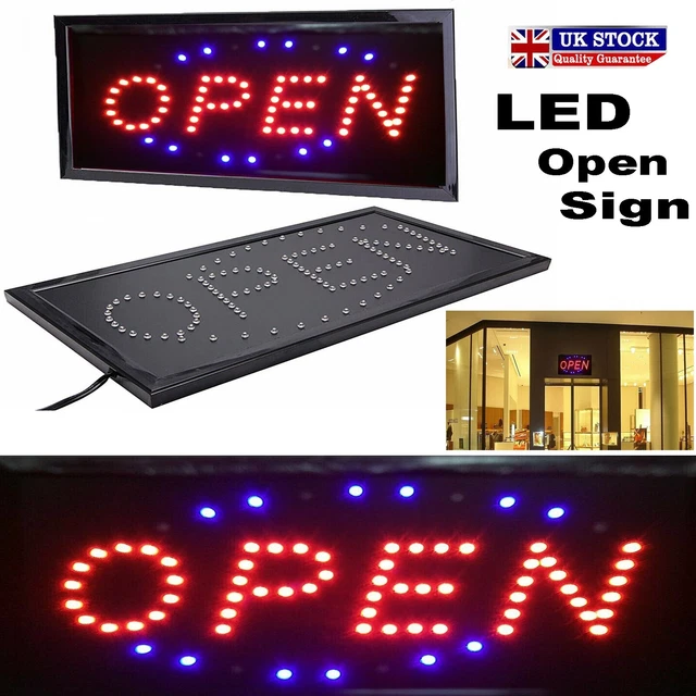 LED OPEN WELCOME Shop Sign Neon Hang Display Window Light Large Bright ...