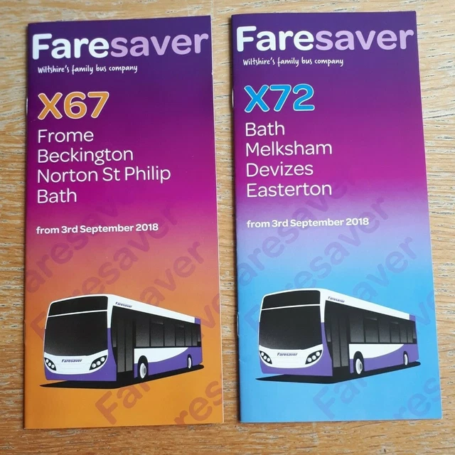 FARESAVER BUSES: 2 x timetable leaflets routes X67 and X72 Sept 2018 ...