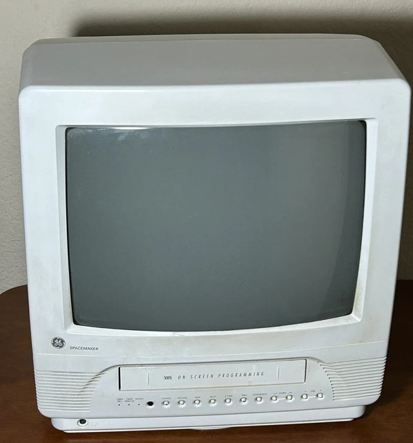 GE SPACEMAKER 13TVR70 13" CRT TV/VCR Combo Retro Gaming White w/ Remote ...
