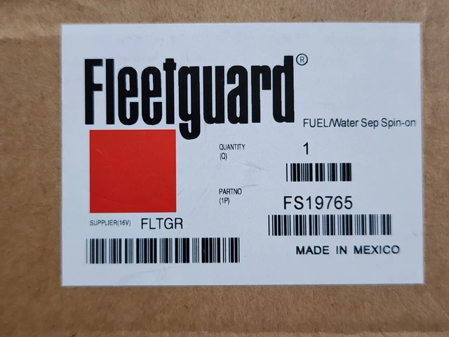 FLEETGUARD FS19765 FUEL Water Separator Filter Cummins ISX Paccar MX ...