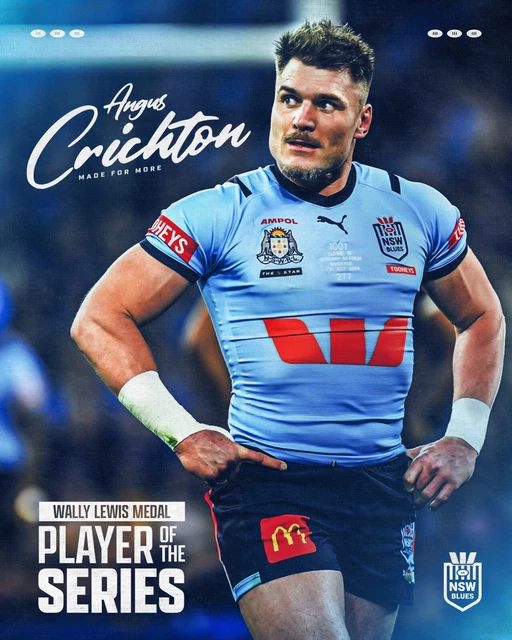 NSW BLUES 2024 LAMINATED STATE OF ORIGIN NRL RUGBY PLAYER BIG 420mm ...