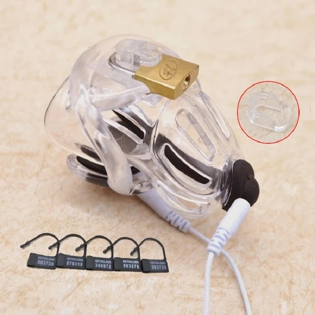 MALE E-STIM SHOCK Pulse Chastity Cage Device Ball Rings Urethral ...