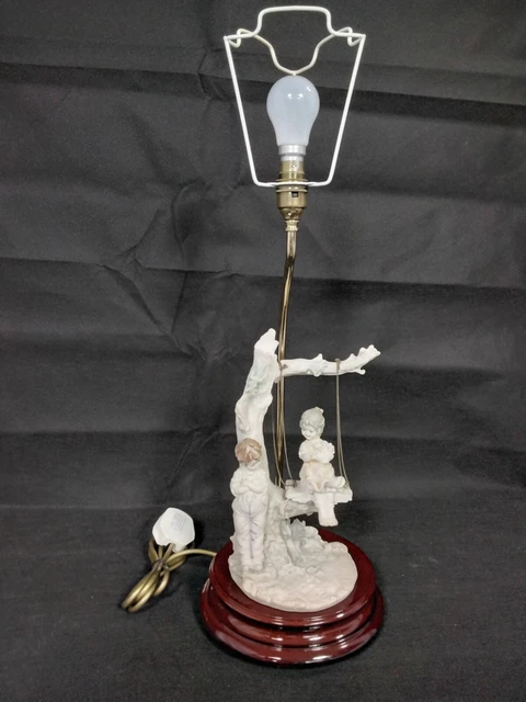 CAPODIMONTE TABLE LAMP Original Boy And Girl On Swing by Bruno Merli £ ...