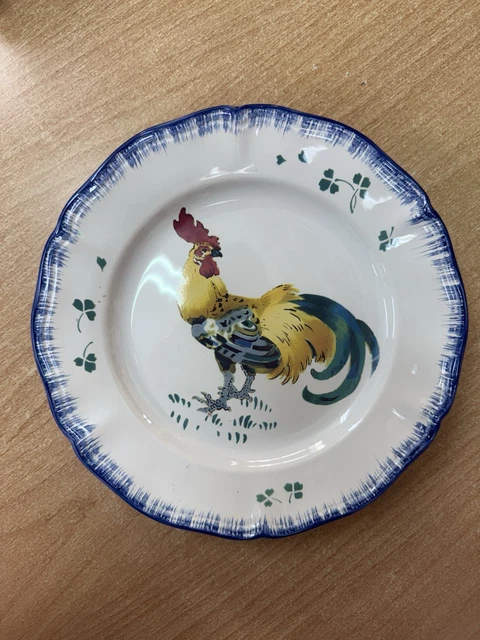 FAÏENCE ANCIENNE 1900/1930 Assiette plate LES COQS LUNEVILLE KG KELLER ...