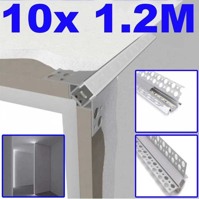 10X 1.2M 12M Aluminium LED Internal Corner Plaster In Strip Profile ...