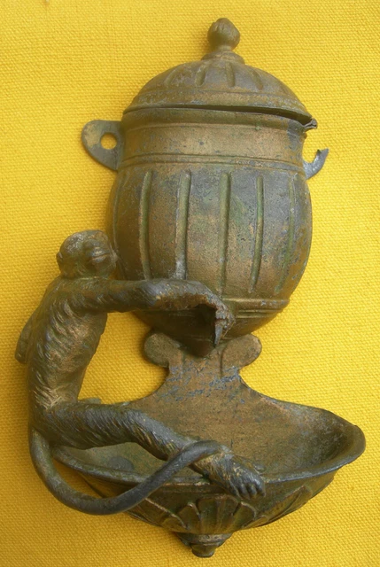 FIN XIXÈME/1900 PYROGENE MURAL régule doré SINGE A LA FONTAINE (singe ...