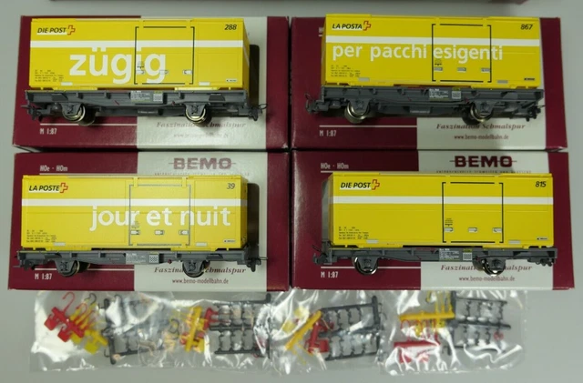 BEMO 7469 101 Wagen-Set Post Containerwagen RhB Lb-v , Spur"H0m" in OVP ...